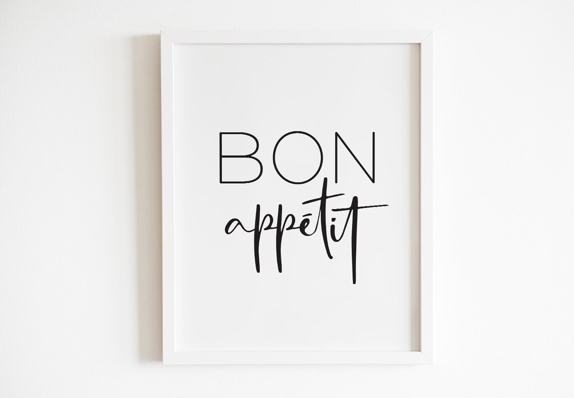 Bon Appetit Bon Appetit Print Bon Appetit Sign Kitchen Wall - Etsy