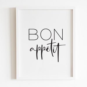 Bon Appetit, Bon Appetit Print, Bon Appetit Sign, Kitchen Wall Art ...