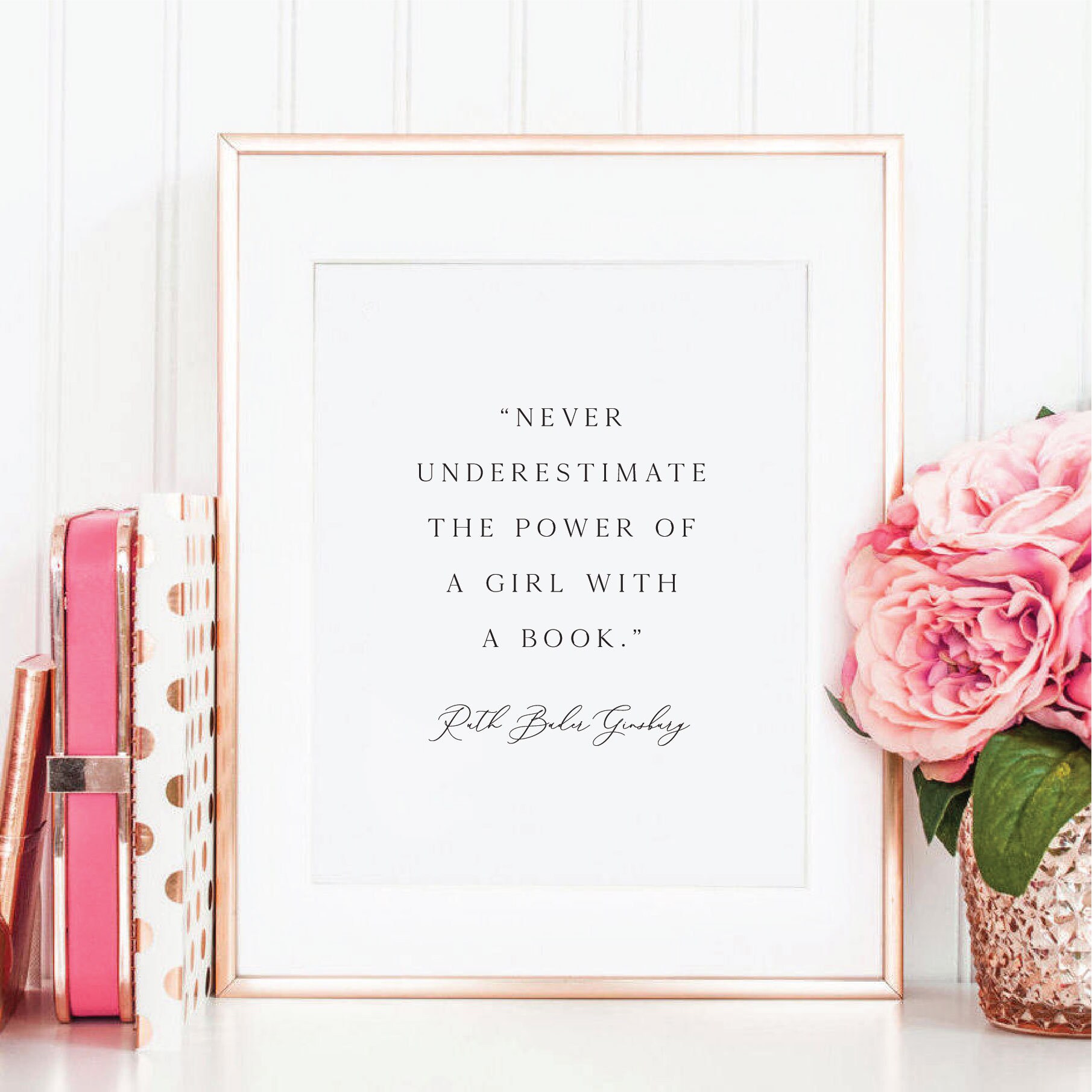 Never Underestimate A Girl With A Book RBG Ruth Bader | Etsy