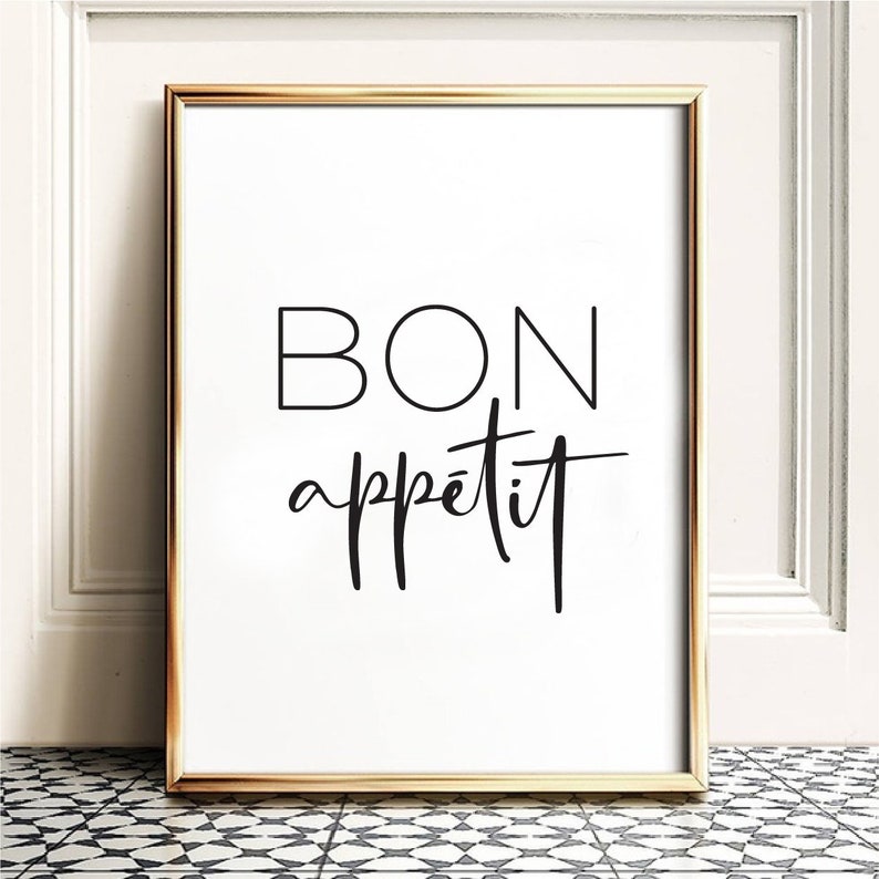 Bon Appetit Bon Appetit Print Bon Appetit Sign Kitchen Wall - Etsy