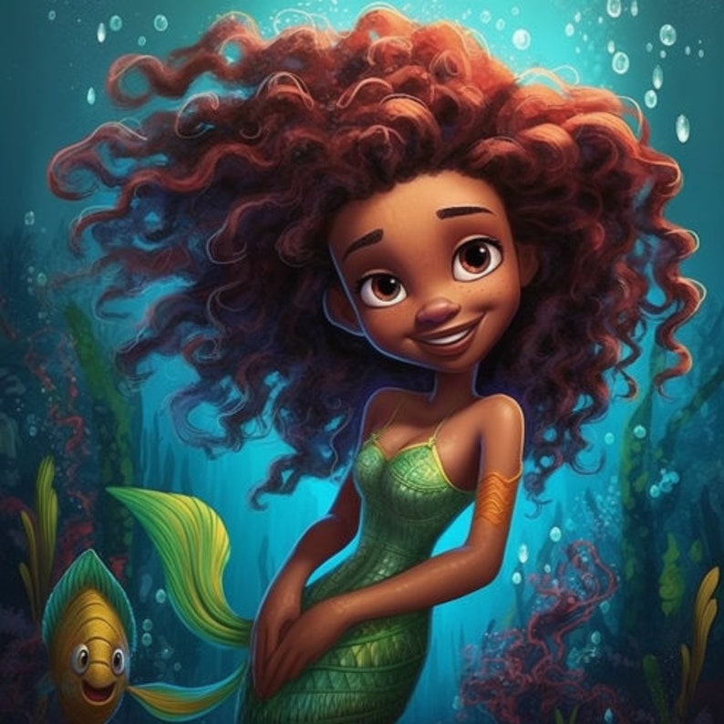 Black Mermaid, Little Mermaid, Instant Download - Etsy