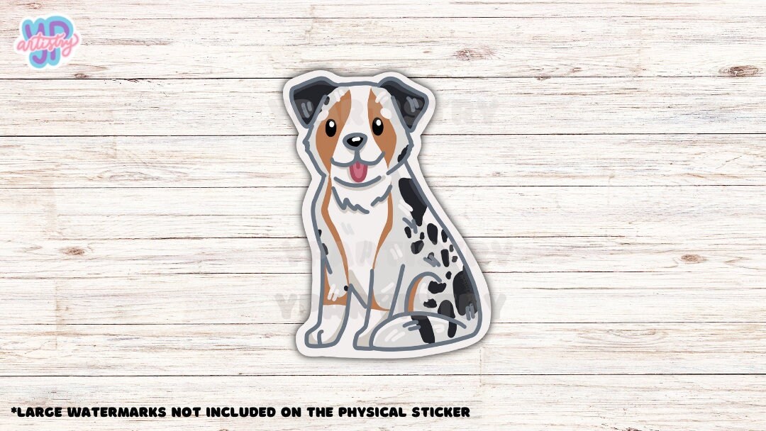 Australian Shepherd Dog Sticker Die Cut Vinyl, Water Resistant Sticker ...