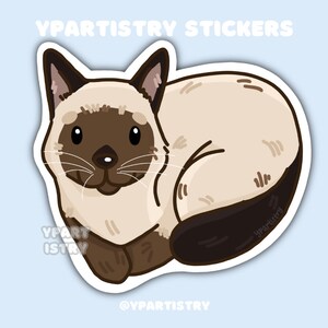 Siamese Cat Sticker | Die Cut Vinyl, Water Resistant Sticker, Water ...