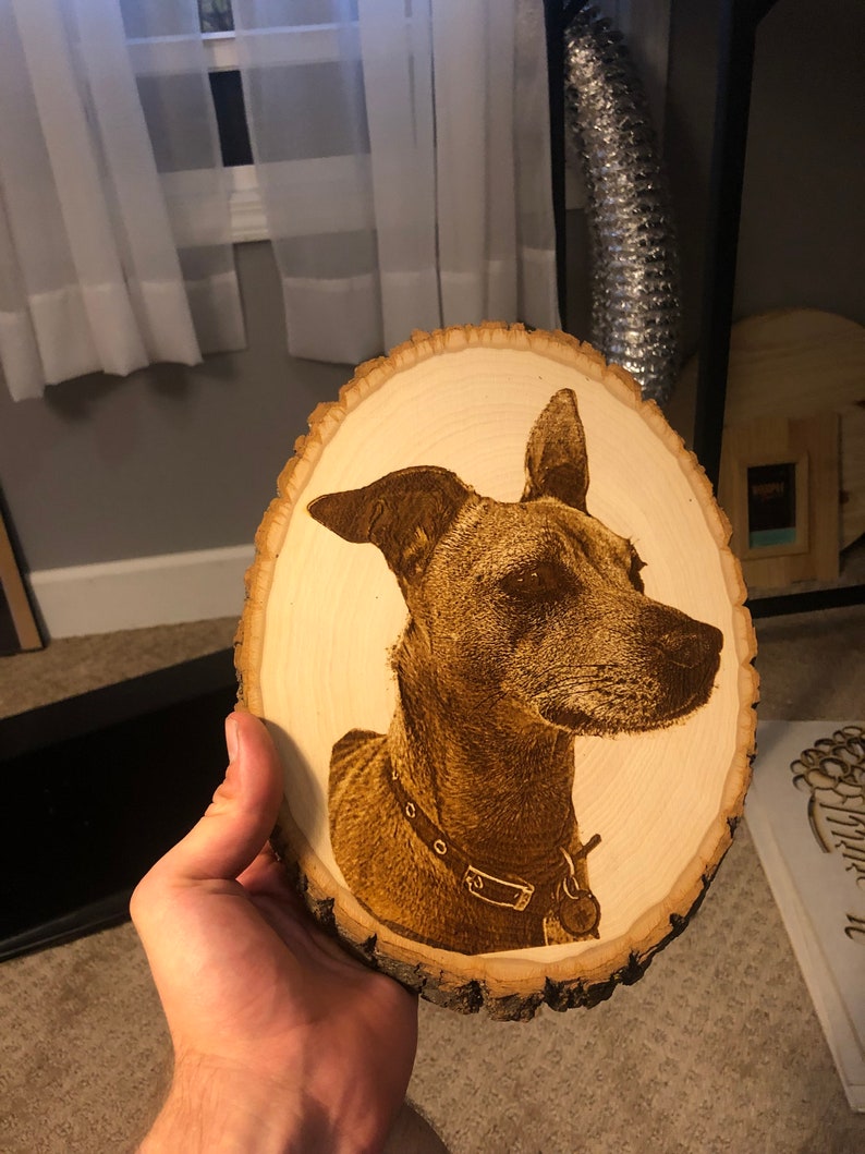 Customized Laser Engraved Pet/dog Portrait on Live-edge Wood - Etsy
