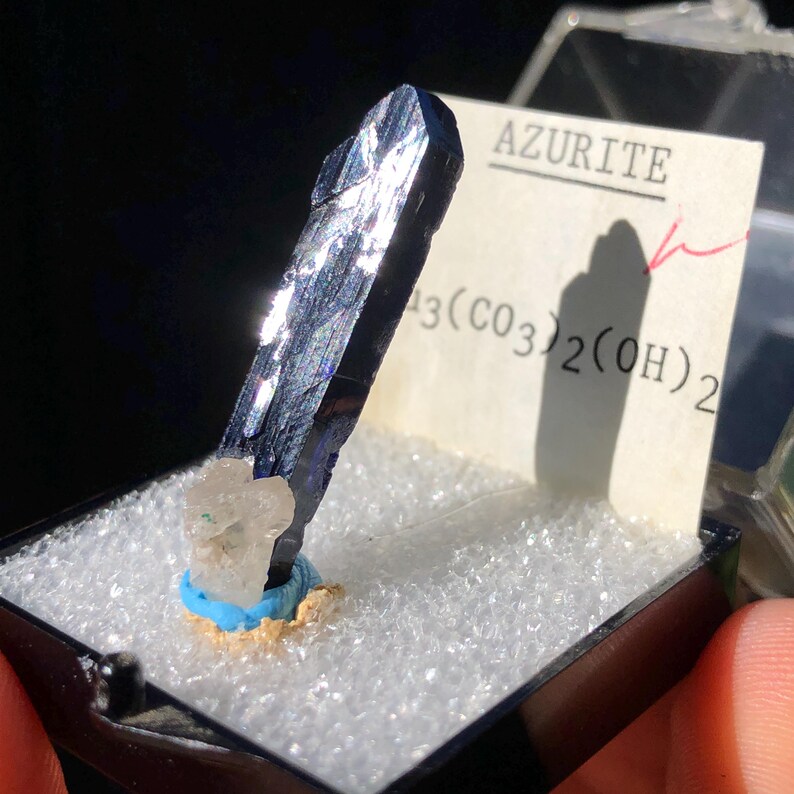 3.2cm Killer Azurite With Cerussite Twins Thumbnail From Tsumeb Mine ...
