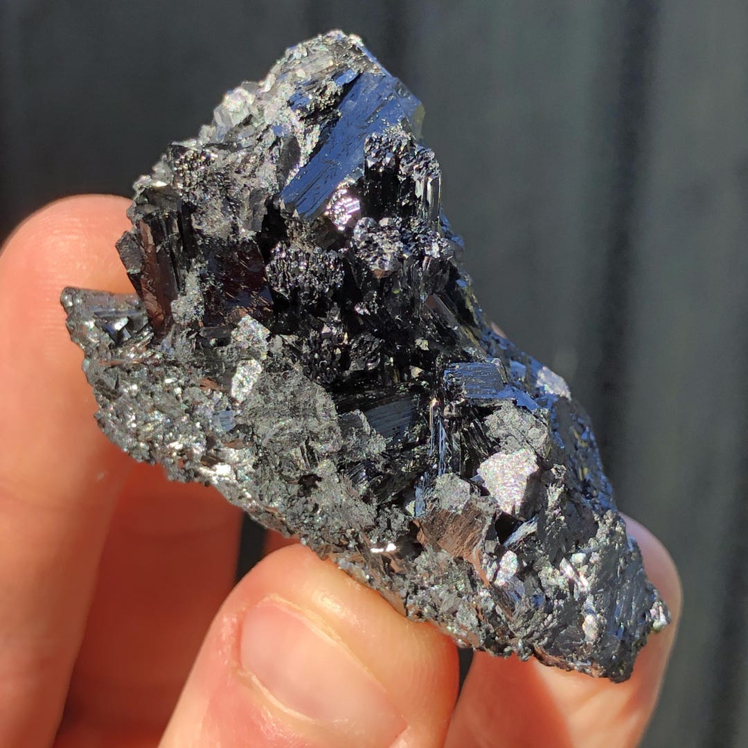 5.3cm Manganite Crystal Cluster With Calcite From Ilfeld, Germany - Etsy