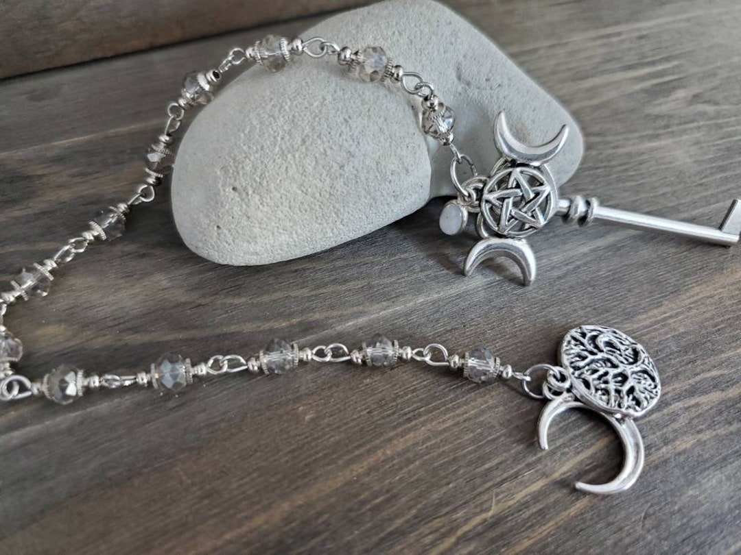 Moonstone Hecates Key Witches Mala Triple Goddess Moon Crystal ...