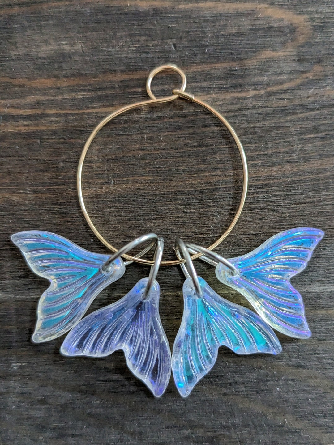 Glass Mermaid Tail Stitch Markers Dread Jewelry AB Aura Rainbow Whale ...