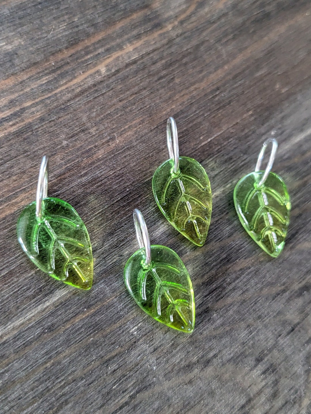 Glass Leaf Stitch Markers Dreadlock Dread Jewelry Green Knitting ...