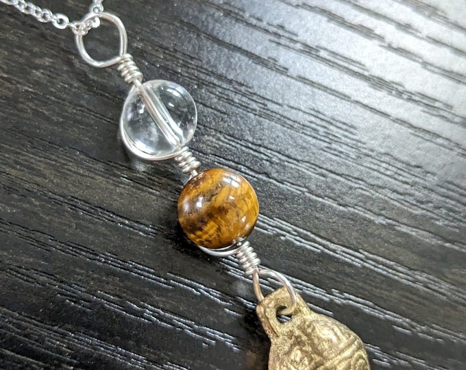 Practical Magic Gillians Necklace Tigers Eye Witch Bell Quartz Crystal ...