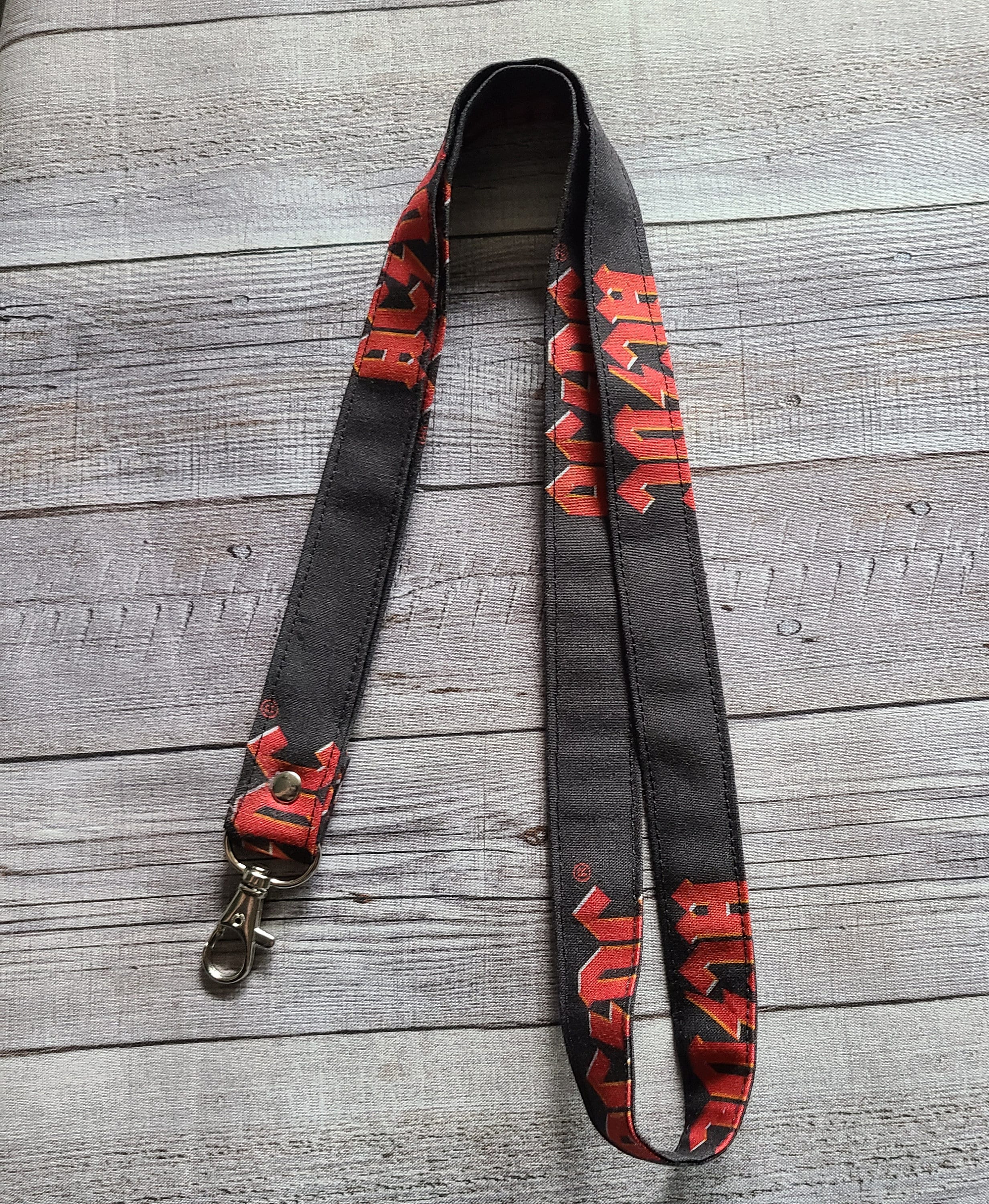 Rock Band Fabric Lanyard Black with Red Fabric Keychain - Etsy.de