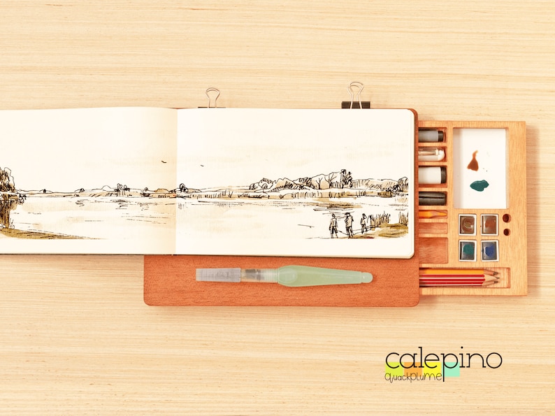 Portable Travel Art Box for Urban Sketching: A5 Wooden Sketching Set ...