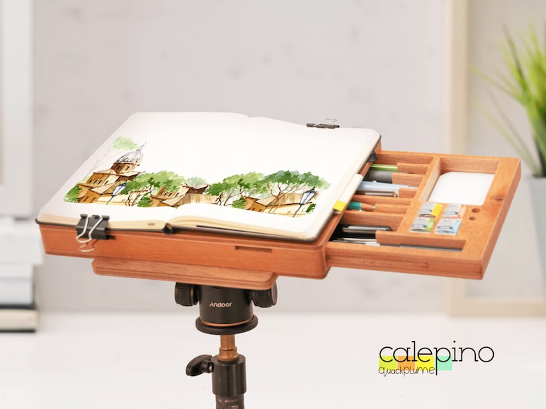 Portable Travel Art Box for Urban Sketching: A5 Wooden Sketching Set ...