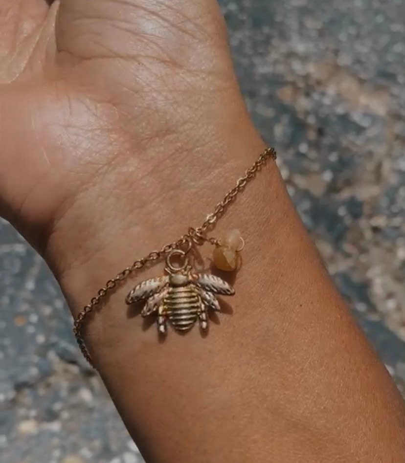 Colgante de abejas con pulsera de piedra | Etsy