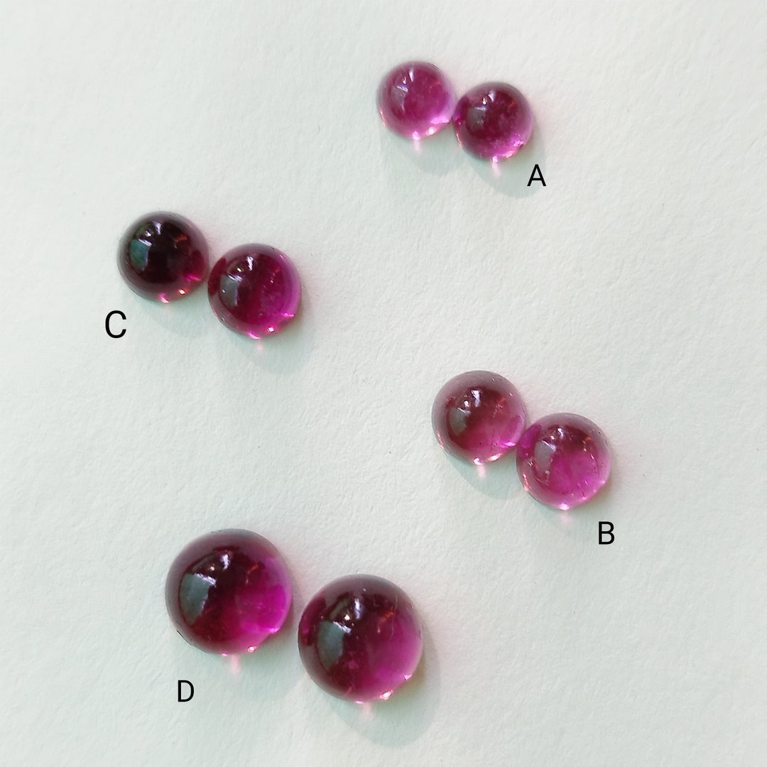 AAA Natural Rubellite Tourmaline Cabochon Pair, 5mm, 6mm, 8mm Rubellite ...