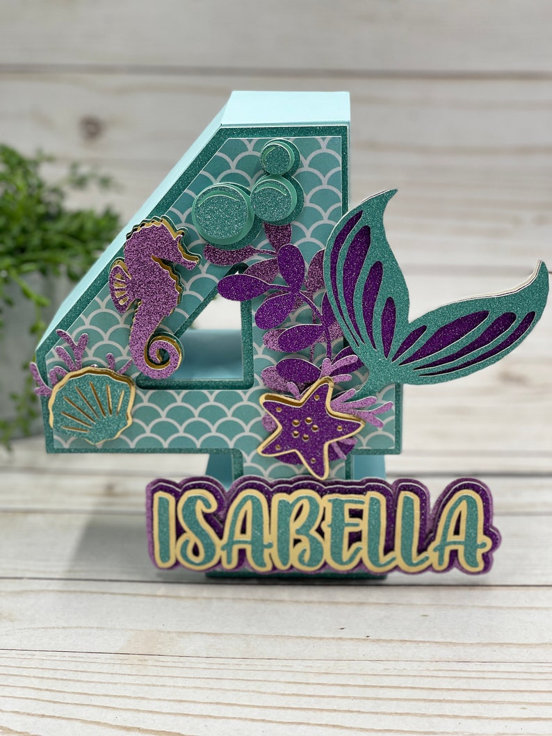 Mermaid 3D Number Mermaid Letter Mermaid Party the Little - Etsy