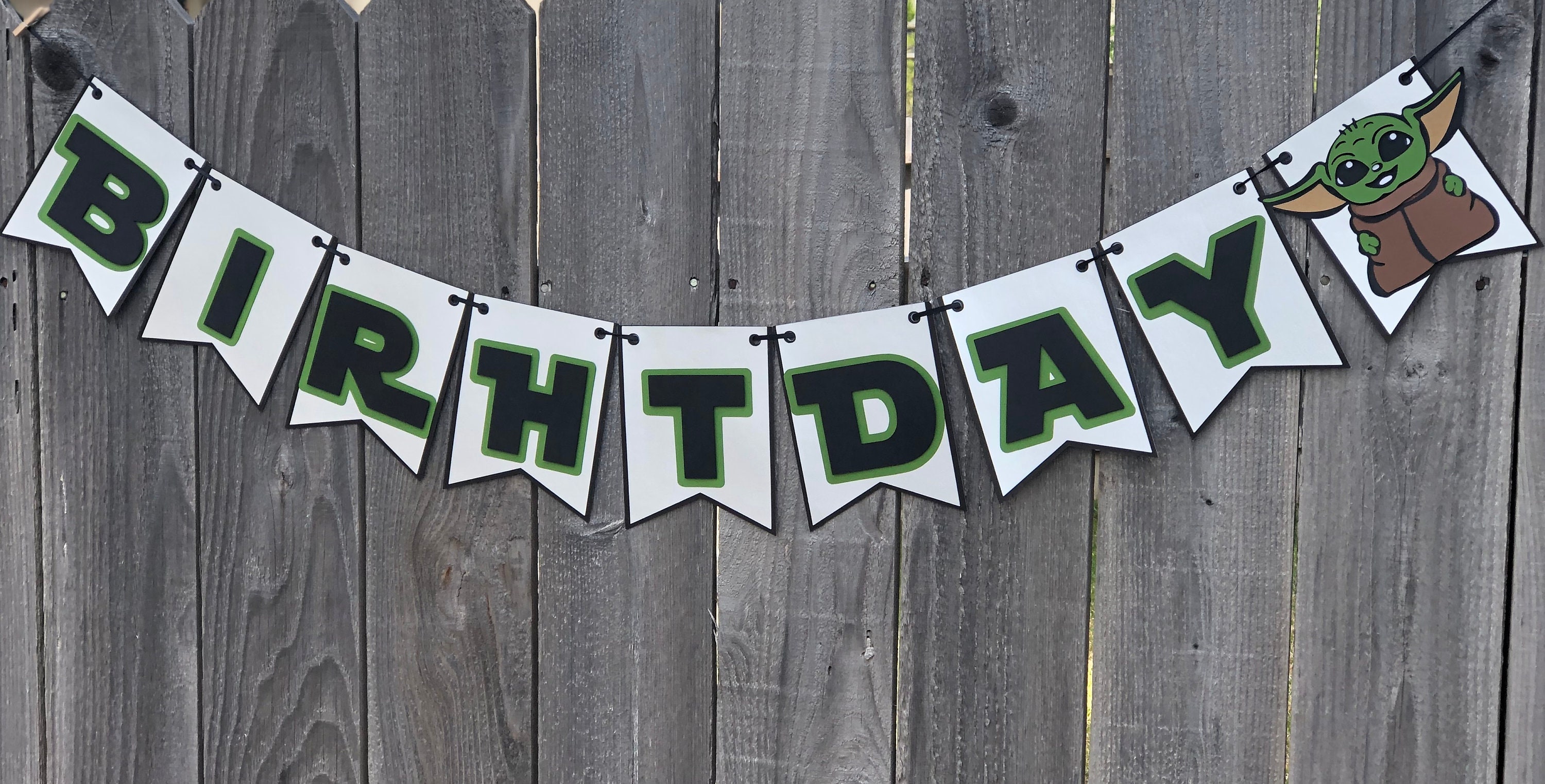 Banner de feliz cumpleaños de Baby Yoda Banner personalizado - Etsy México