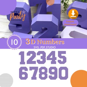 3D Numbers 0 to 9, Cutting Files for Manual or Machine, Die Cut ...