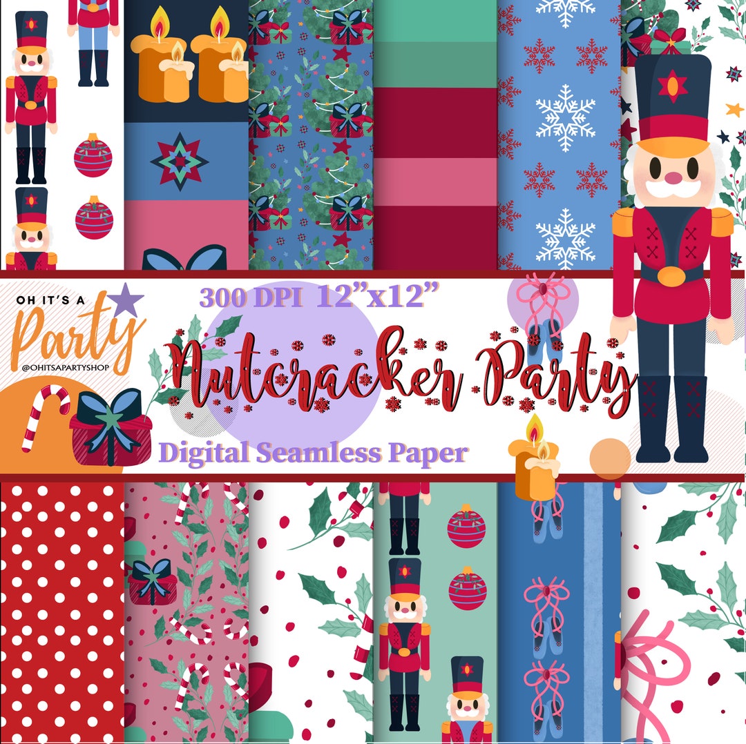 Nutcracker Christmas Digital Paper Pack, Xmas Pattern, Holiday Pattern ...