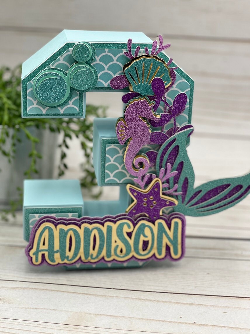 Mermaid 3D Number Mermaid Letter Mermaid Party the Little - Etsy