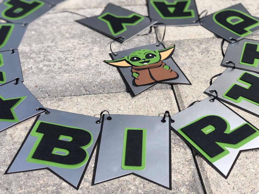 Baby Yoda Happy Birthday Banner, Custom Banner, Star Wars Banner: 3D ...