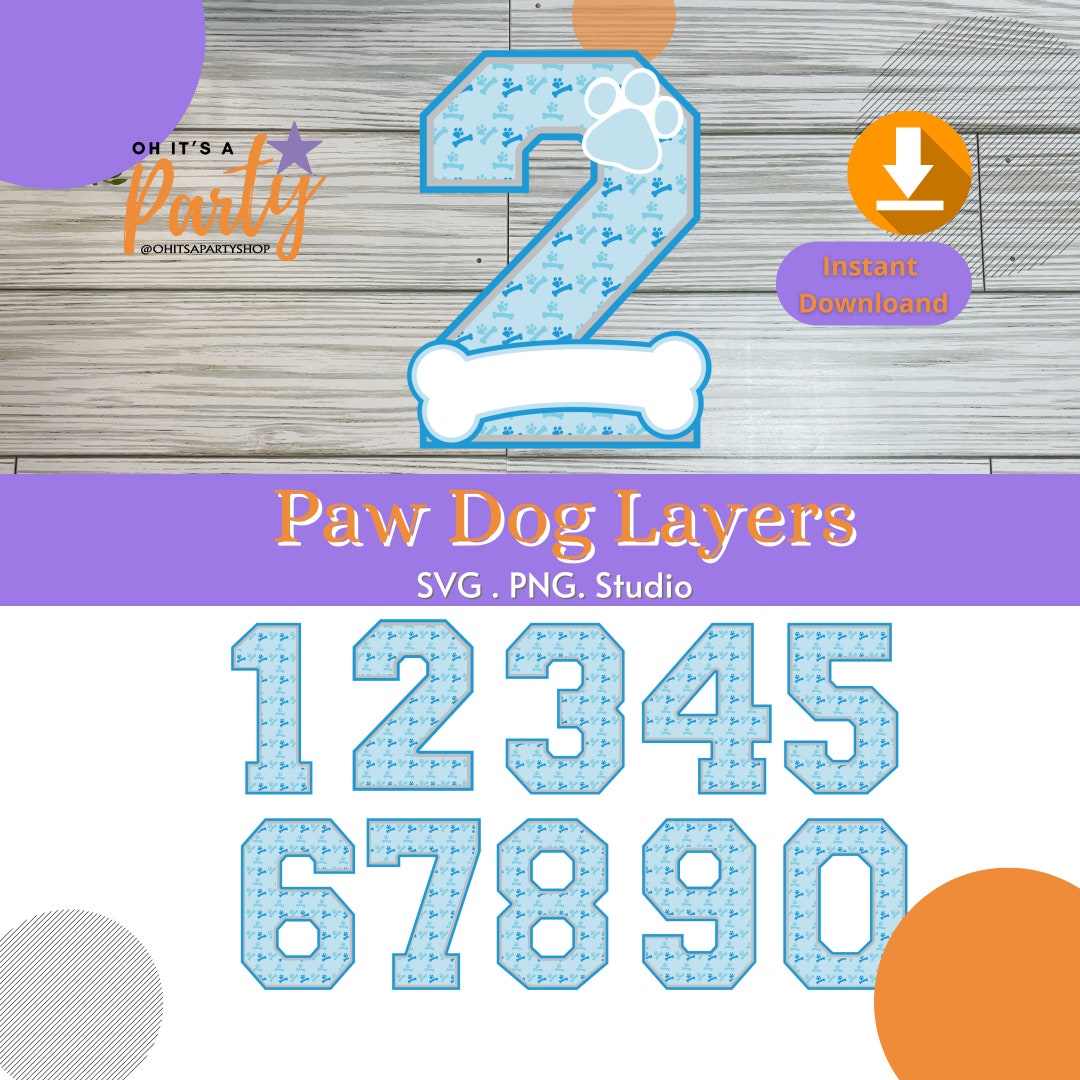 Paw Dog Decoration SVG, 3D Number Paw Design, Digital File Dog, Paw Dog ...