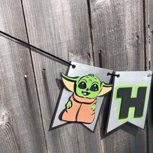 Banner de feliz cumpleaños de Baby Yoda, Banner personalizado, Banner ...
