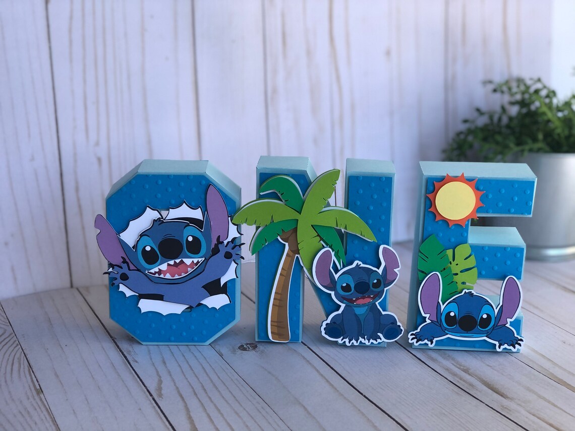 ONE Stitch 3D Letters Stitch Party Decor Stitch Birthday | Etsy
