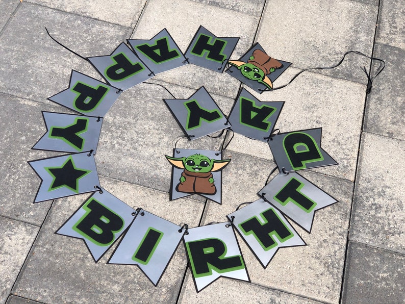 Baby Yoda Happy Birthday Banner Custom Banner Star Wars | Etsy