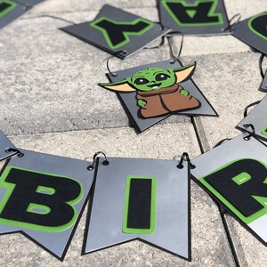 Banner de feliz cumpleaños de Baby Yoda, Banner personalizado, Banner ...