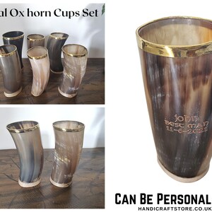 Viking Drinking Horn Cups Set Horn Cups With Brass Rims Wood | Etsy