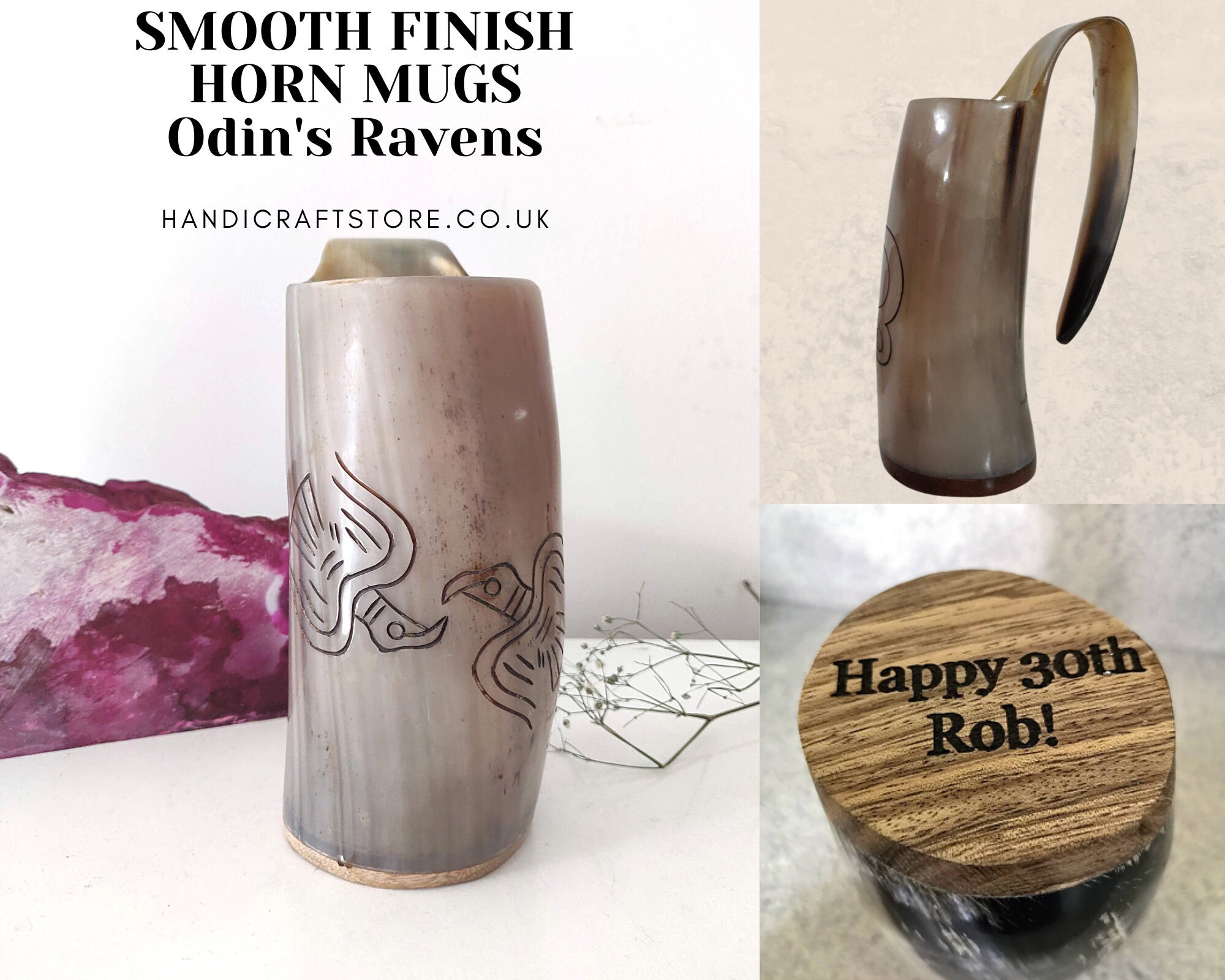 Real Horn Mug Personalized Viking Horn Mug odins Raven - Etsy