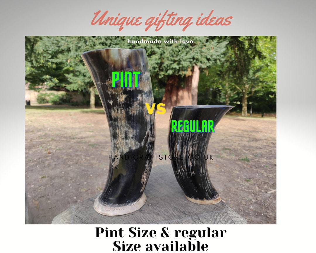 Natural Finish Ox Horn Viking Drinking Cups, Pint or Regular Size Horn ...