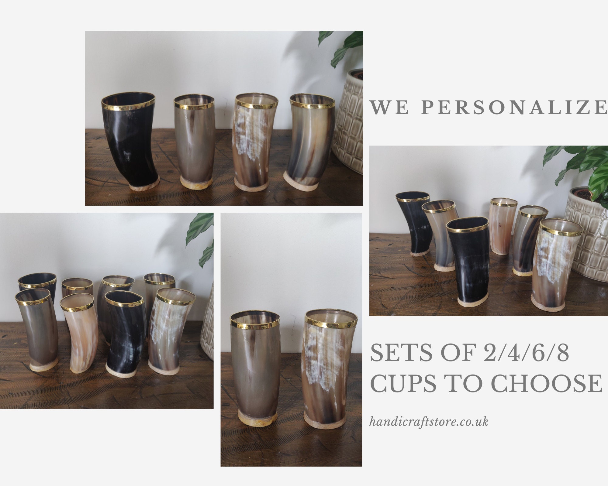 Viking Drinking Horn Cups Set Horn Cups With Brass Rims Wood | Etsy