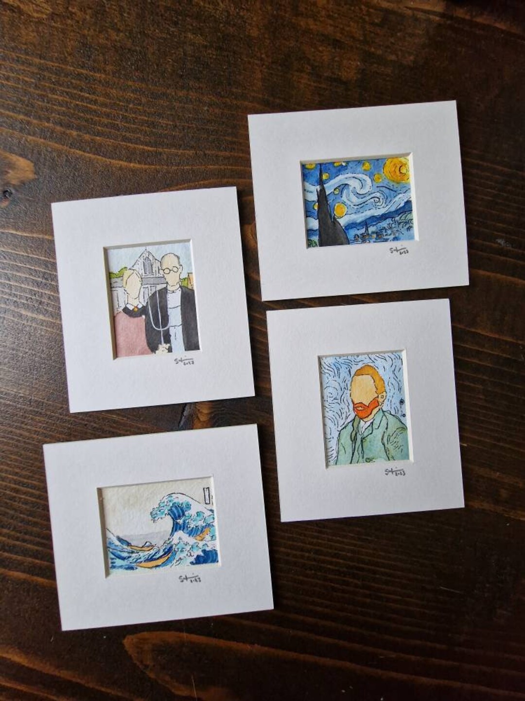 Original Miniature Watercolour Paintings of Famous Classical Paintings ...