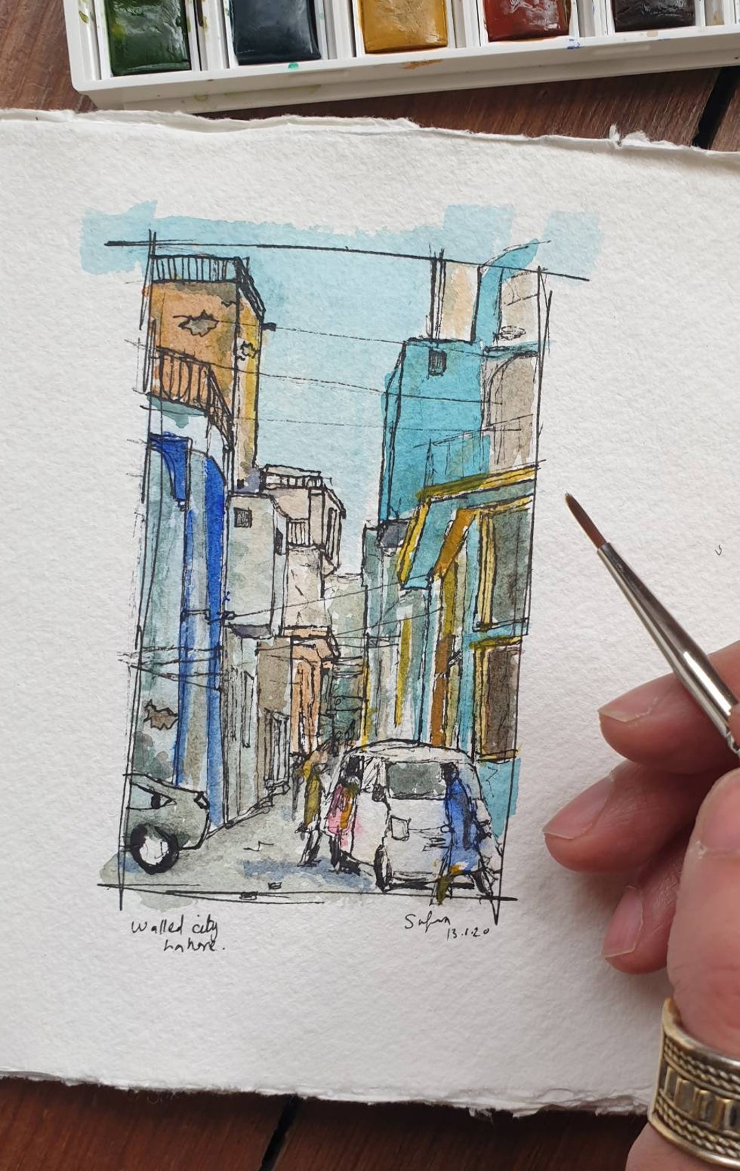 Walled City of Lahore, Pakistan | A5 PRINT | Hand Drawn Wall Art Gift ...