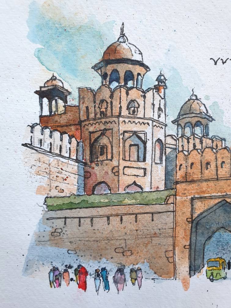 Pencil Sketch Of Red Fort