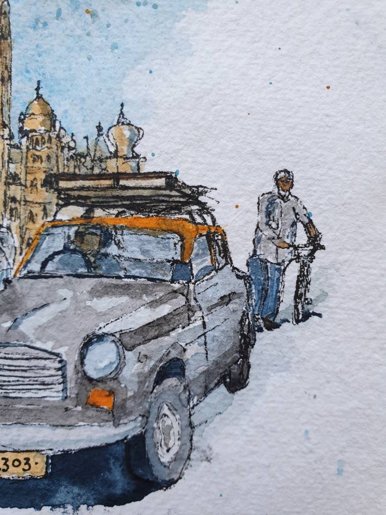 Old Mumbai Bombay Taxi India ORIGINAL & PRINT Watercolour | Etsy