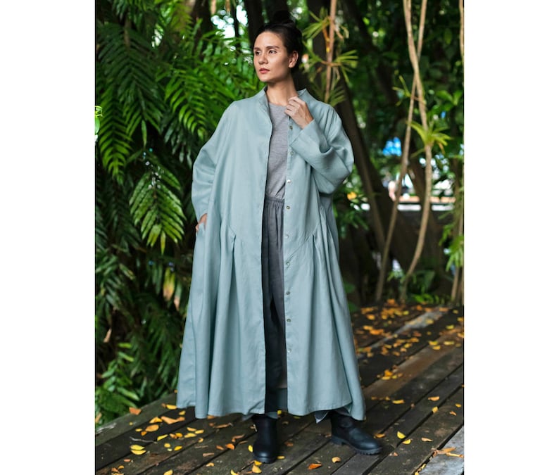 Plum Colored Linen Jacket With Lining, Purple Linen Overcoat, Long ...