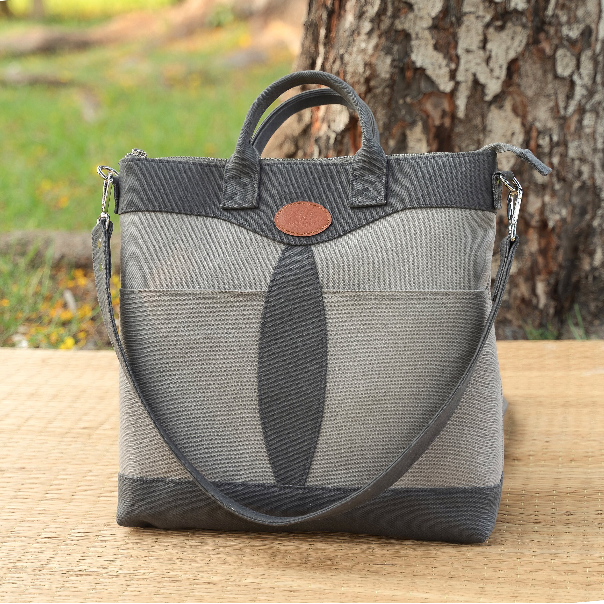 Grey Convertible Unisex Canvas Backpack, Unisex Shoulder Bag, Grey Tote ...