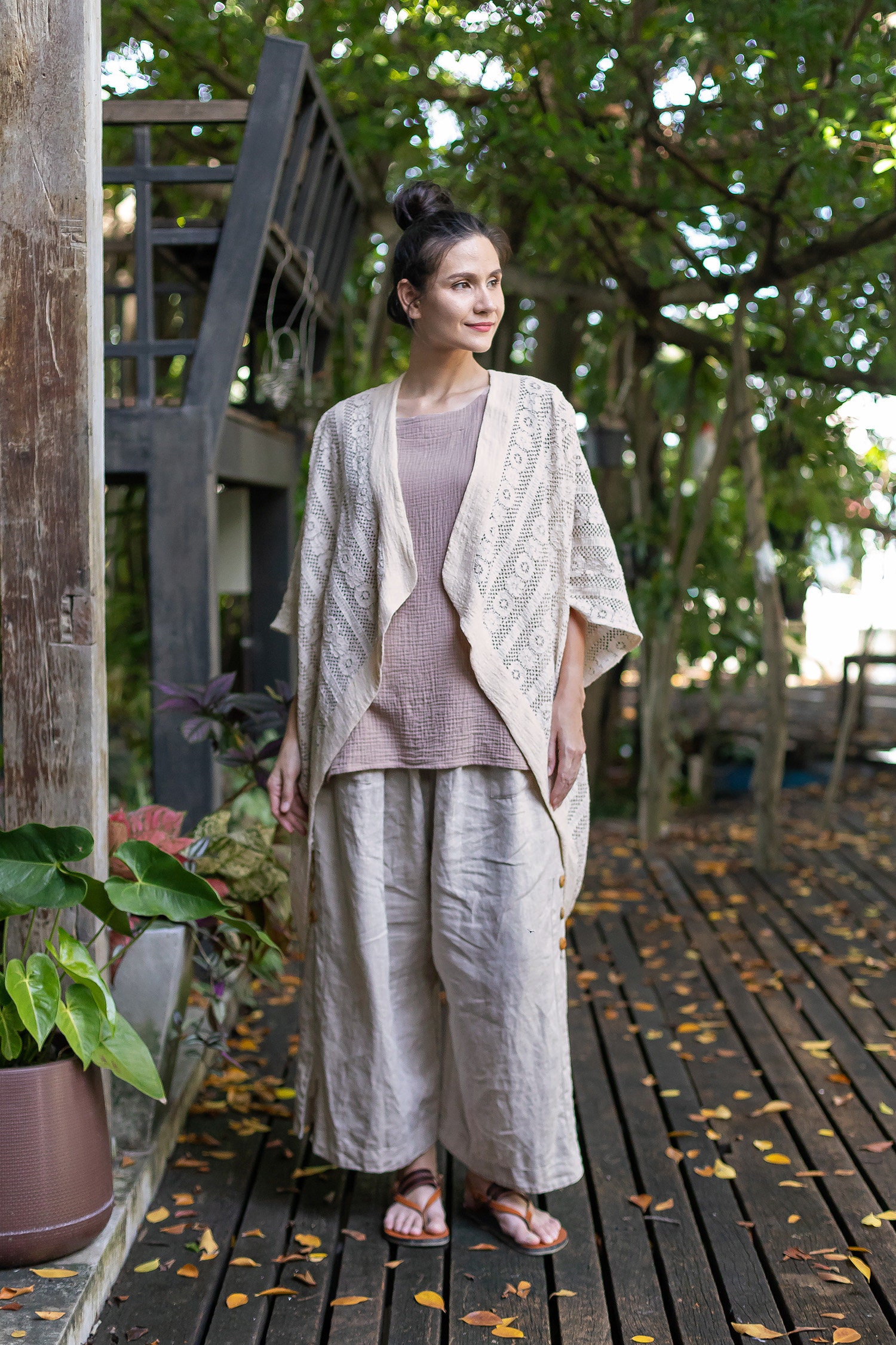 Cream Cotton Lace Long Shrug, Free Size Lace Cardigan, Versatile, Cozy ...