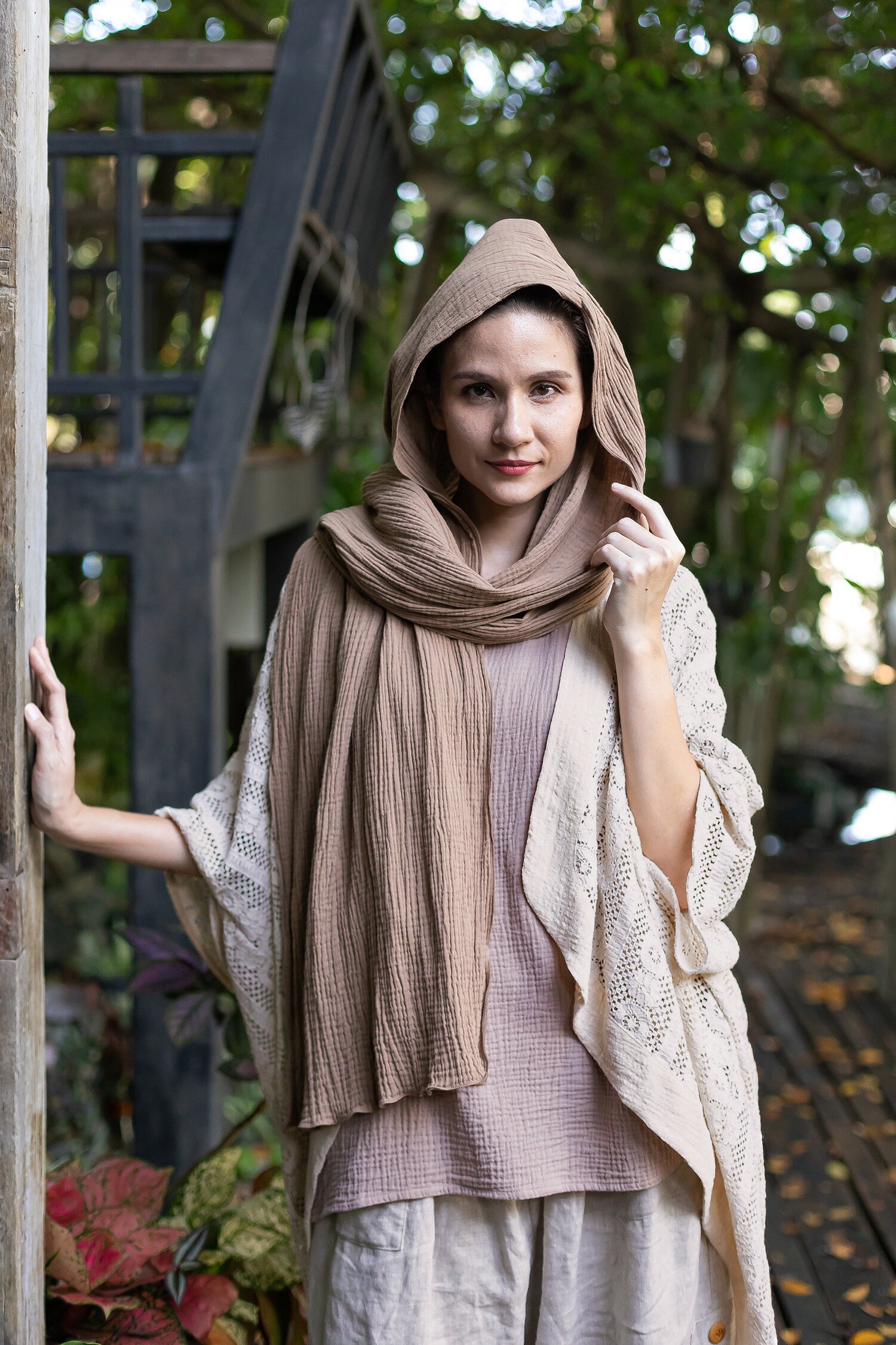 Cream Cotton Lace Long Shrug, Free Size Lace Cardigan, Versatile, Cozy ...