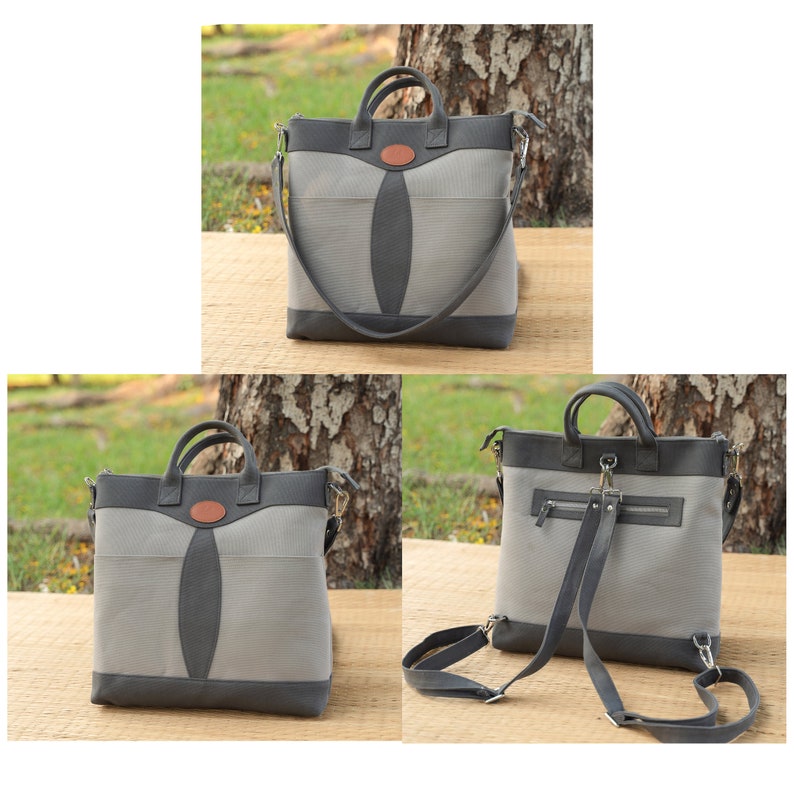 Grey Convertible Unisex Canvas Backpack, Unisex Shoulder Bag, Grey Tote ...