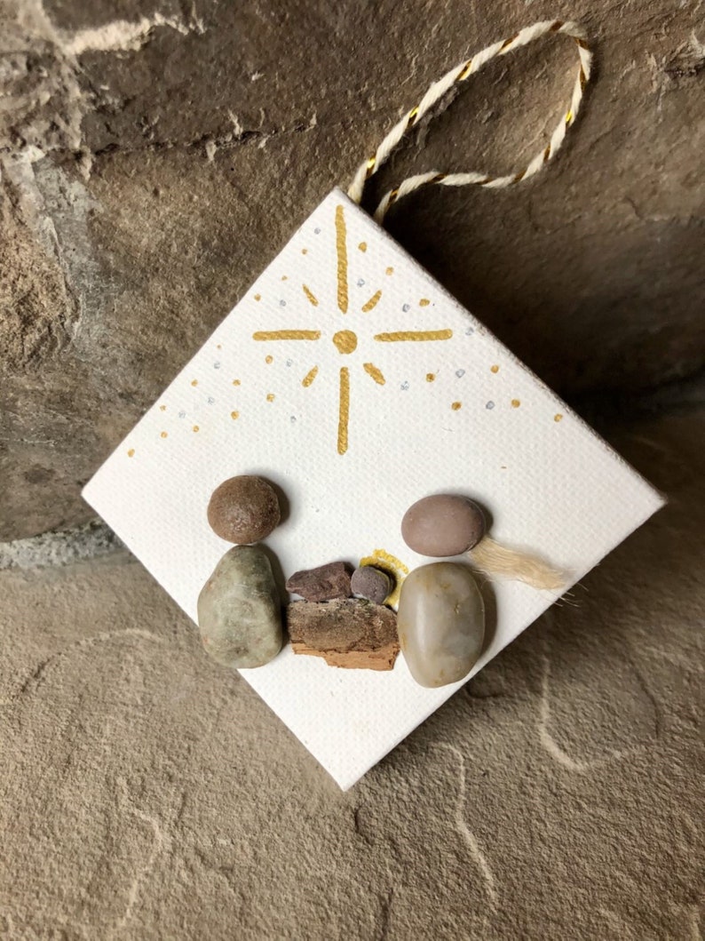 Rock Art / Pebble Art Nativity Ornament Mini Nativity - Etsy