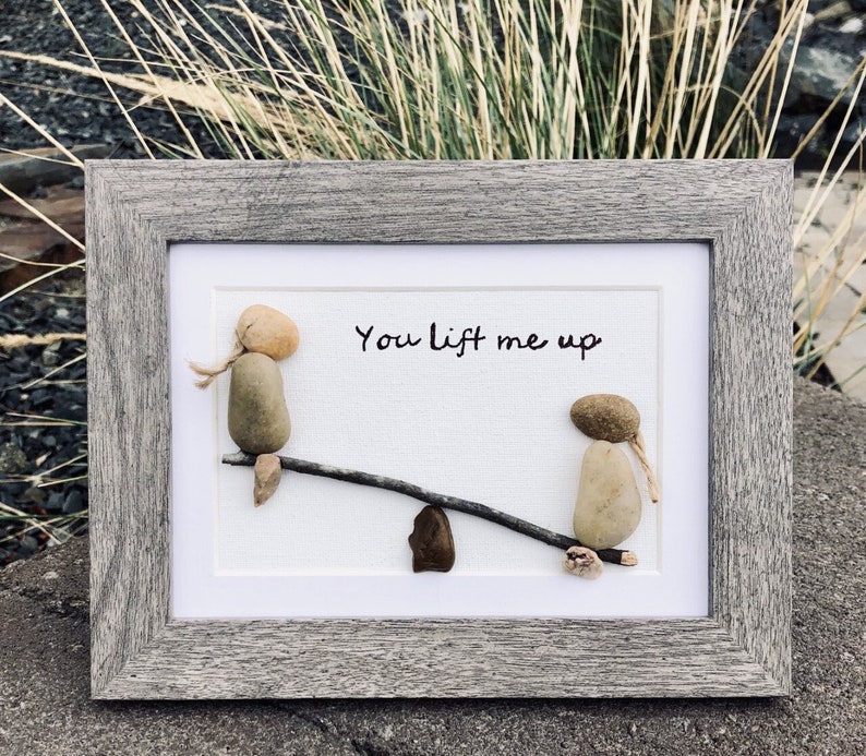 You Lift Me up Framed Pebble Art () Rock Art Lift Me up () Encouraging ...