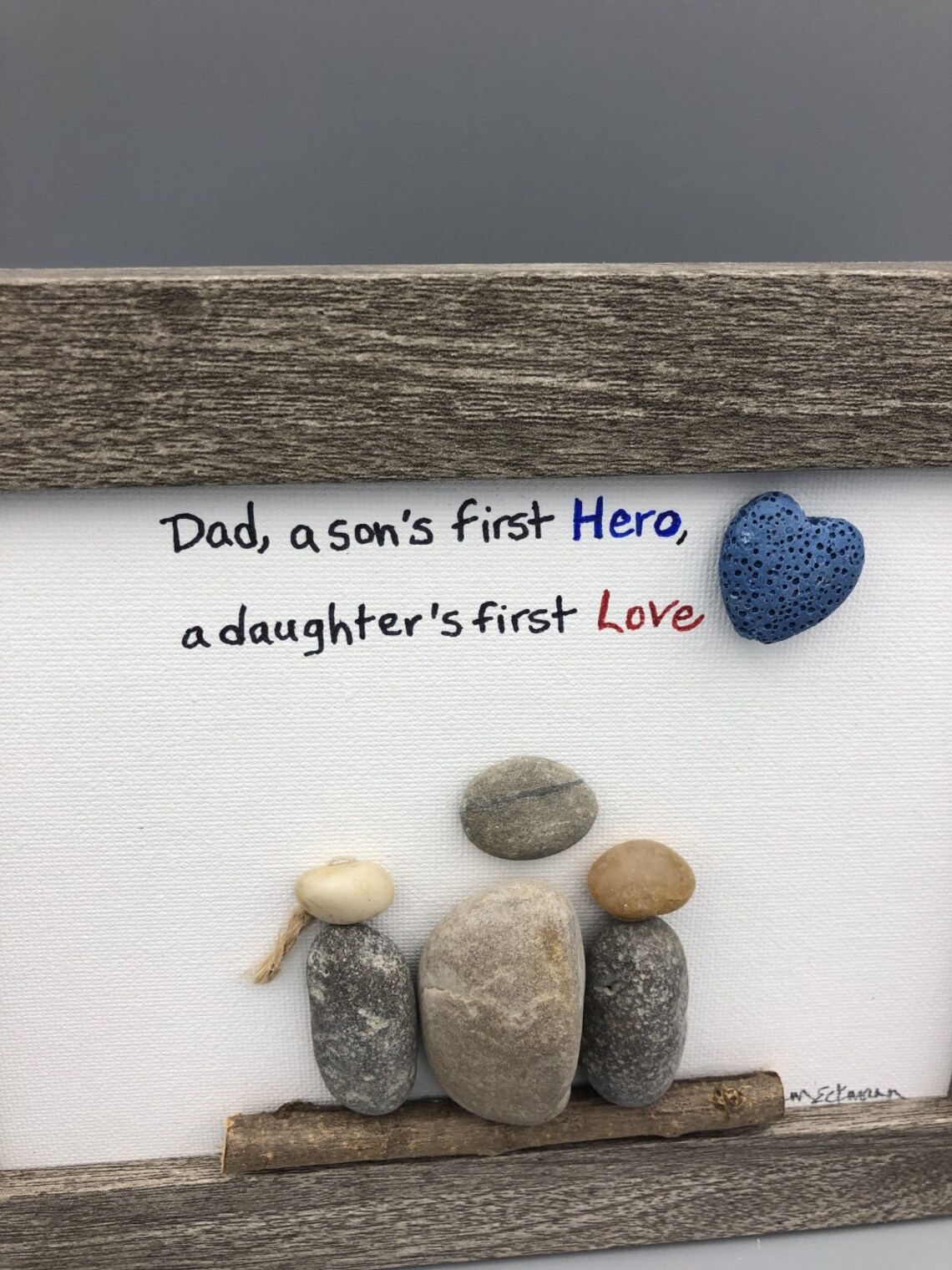 Dad pebble art father's day rock art a son's hero a | Etsy