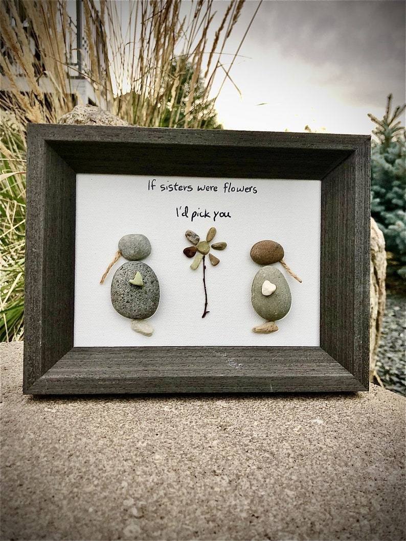 Sister Framed Picture Rock Art Pebble Art Sister Gift - Etsy