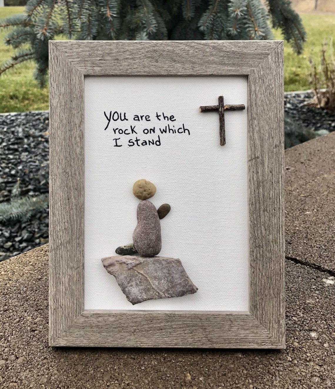 You Are My Rock Pebble Art Picture, Rock Art Praying, Jesus is My Rock ...