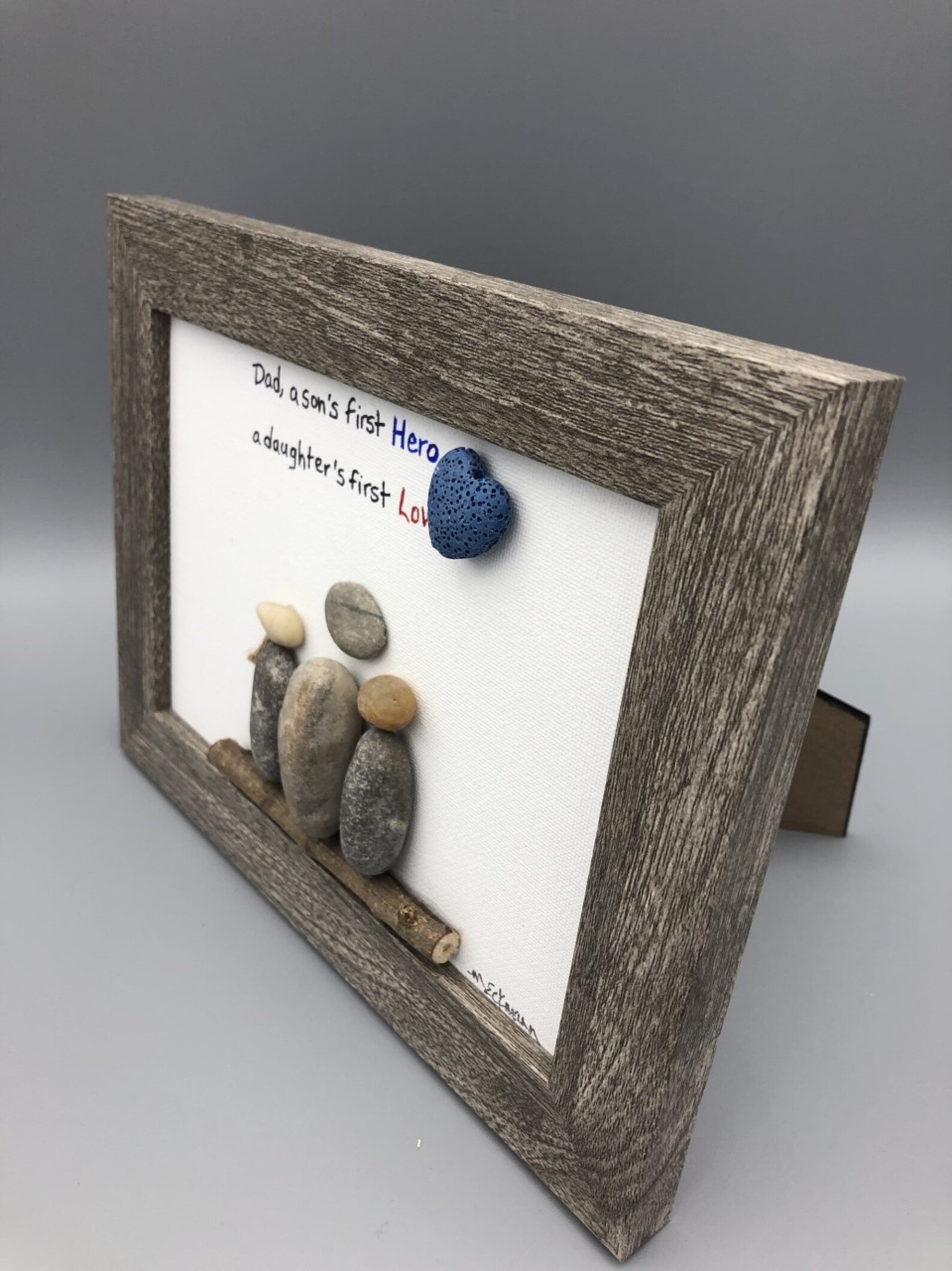 Dad pebble art father's day rock art a son's hero a | Etsy