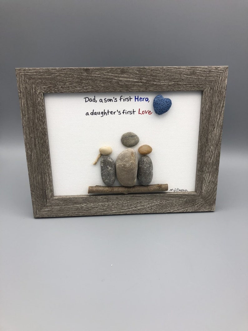 Dad Pebble Art Father's Day Rock Art a Son's Hero a - Etsy